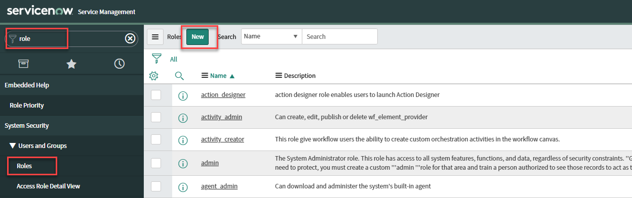 Creating role and assigning permissions